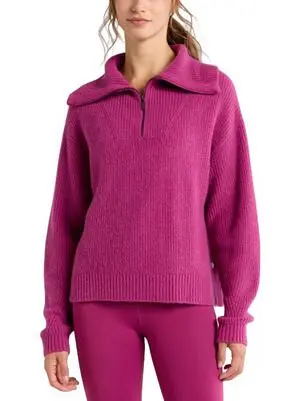 Zella Quarter-zip Ribbed Pullover Sweater - Purple Boysen