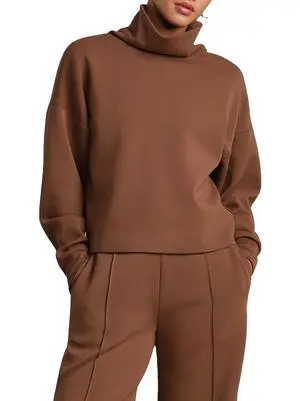 RHONE Rhone DreamGlow Mock Neck Top Chestnut Brown