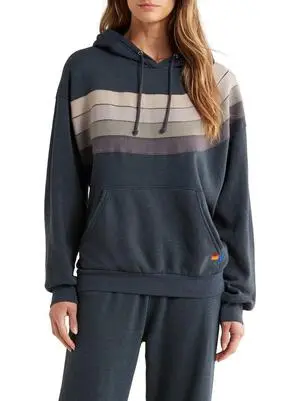 Aviator Nation Wave Stripe Hoodie - Charcoal/charcoal