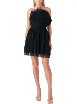 Endless Rose Strapless Tulle Mini Dress - Black