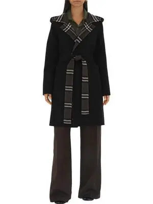 Burberry Mid-length Reversible Wool Car Coat - Black