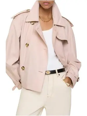 Burberry Cropped Tropical Gabardine Mayfair Trench Jacket - Pale Sugar Pink