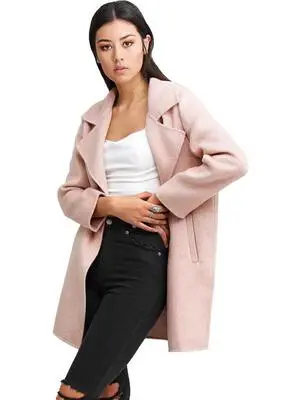 BELLE & BLOOM Oversized Wool-Blend Jacket Blush
