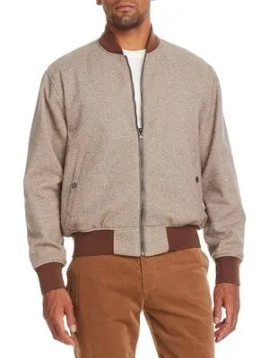 BROOKLYN BRIGADE Herringbone Reversible Bomber Jacket - Brown