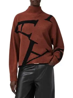 ALLSAINTS Star Turtleneck Sweater - Chestnut Brown/black