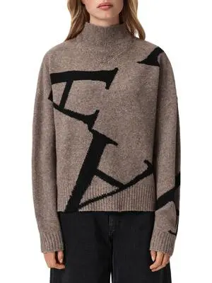 ALLSAINTS Star Turtleneck Sweater - Doe Brown/black