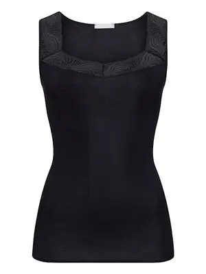 Hanro Cotton Delight Lace-trim Tank Top - Black