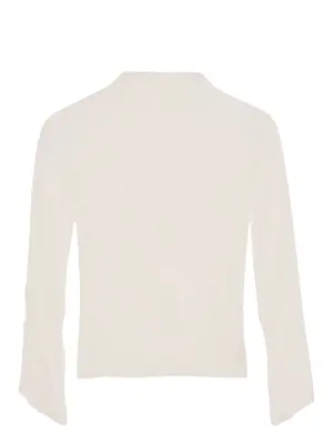 Issey Miyake Chiffon Twist Crinkled Turtleneck Top - White