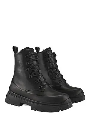 Canada Goose Kya Lace Up Leather Shearling Lined Waterproof Boots - Black