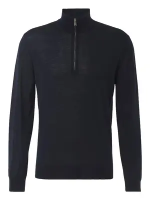 Zegna Wool Half-zip Sweater - Blue