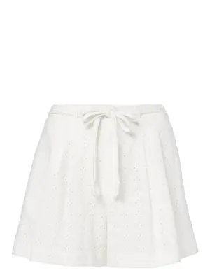 Poupette St Barth Chantal Broderie Anglaise Cotton Shorts - White