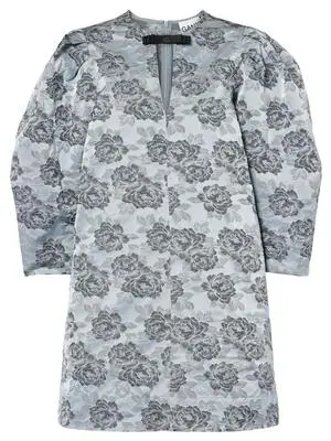 GANNI Floral Jacquard Mini Dress - Blue