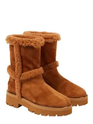 AQUAZZURA Teddi 20 Shearling-trimmed Boots - Brown