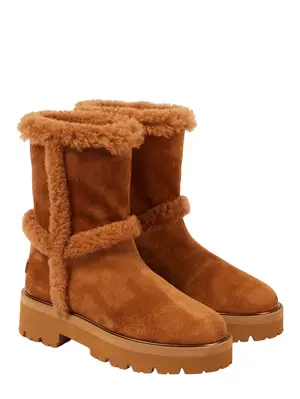 AQUAZZURA Teddi 20 Shearling Trimmed Boots - Brown