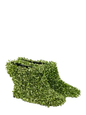 Dries Van Noten Glitter Metallic Wedge Mules - Green