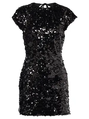GANNI Sequined Velvet Minidress - Black