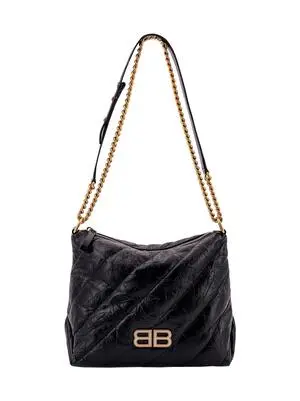 Balenciaga Crush Hobo S Leather Bag - Black