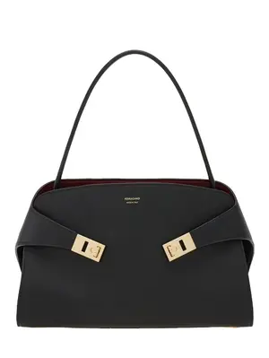 FERRAGAMO Hug Soft Bicolor Shoulder Bag M - Black