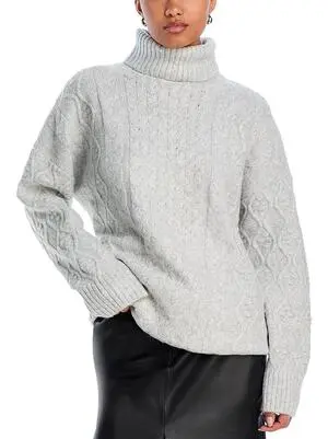 French Connection Makira Cable Knit Sweater Light Grey