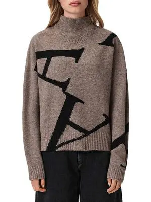 ALLSAINTS Printed Sweater - Doe Brown/black