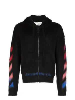Off-White Diag Brushed Zipped Hoodie - Black