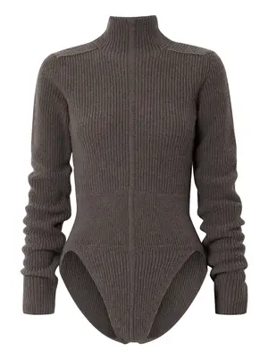 Rick Owens Headon Knitted Cashmere And Wool-blend Turtleneck Bodysuit - Gray