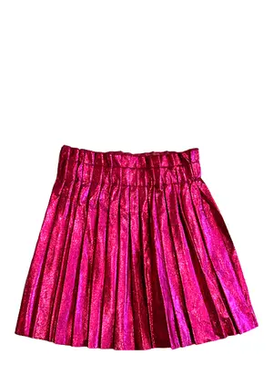 LOLA + THE BOYS Pleated Foil Skirt - Pink