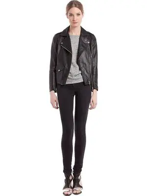 SANDRO Veinarde' Leather Moto Jacket