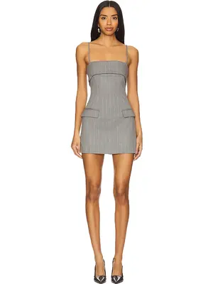LOVERS AND FRIENDS Erin Mini Dress - Grey Pinstripe