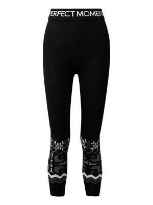 Perfect Moment Nordic Fair Isle Jacquardknit Merino Wool Leggings - Black