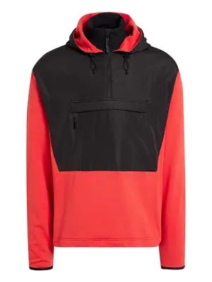 Aztech Mountain Hut Shell-paneled Fleece Hooded Jacket - Tomato Red