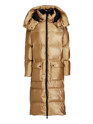 Goldbergh Jett Quilted Metallic Down Coat - Gold