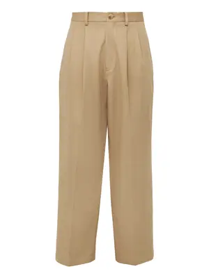 FEDERICO CURRADI Straight-leg Pleated Cotton-twill Trousers - Neutrals