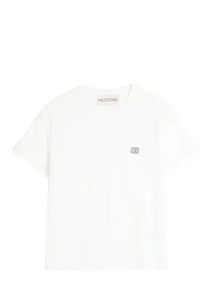 Valentino Garavani Cotton T-shirt With Vlogo Patch - Ivory
