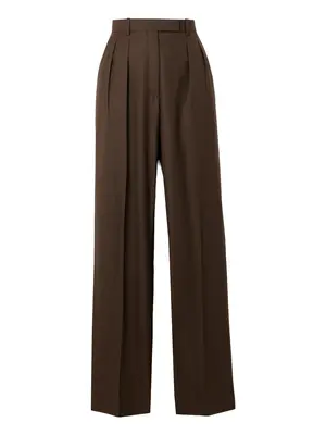 Loro Piana Wool-crepe Wide-leg Pants - Brown