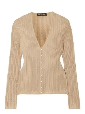 Loro Piana Rimella Cable-knit Cashmere And Silk-blend Cardigan - Neutrals