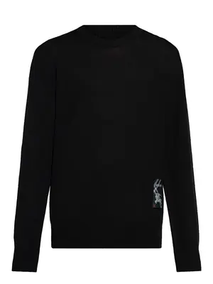 Burberry Logo-patch Knitted Jumper - Black