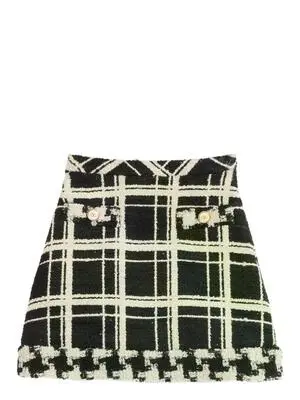 Valentino Garavani Checked Tweed Mini Skirt - Black
