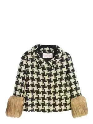 Valentino Garavani Houndstooth Tweed Jacket - Neutrals
