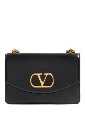 Valentino Garavani Valentino Garavani Vain Shoulder Bag In Shiny Calfskin Black