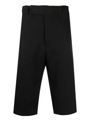 Prada Logo Patch Cropped Trousers - Black