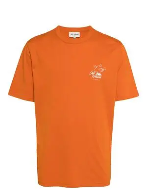 CAFÉ KITSUNÉ Logo-print Cotton T-shirt - Orange