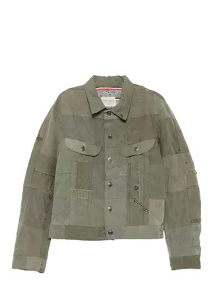 GREG LAUREN Army Scrapwork Trucker Jacket - Green