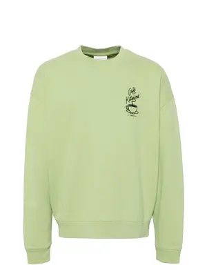 CAFÉ KITSUNÉ Logo-embroidered Sweatshirt - Green