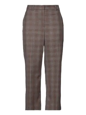 Seductive Checked Flannel Wide Leg Pants - Brown