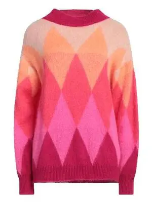 KAOS Multicolor Geometric Print Turtleneck Sweater - Fuchsia