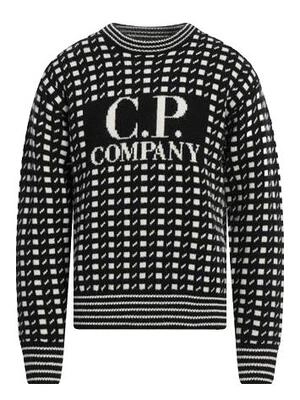 C.P. COMPANY Virgin Wool Jacquard Knit Sweater - Black