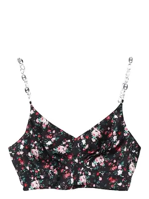 Rabanne Floral Crop Top - Black
