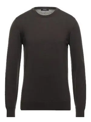 Alpha Studio Man Sweater Ivory Size 42 Merino Wool Brown