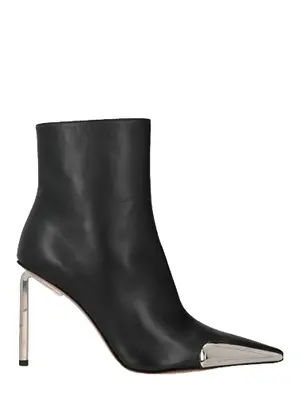 OFF-WHITE™ Leather Ankle Boots With Metal Heel - Black